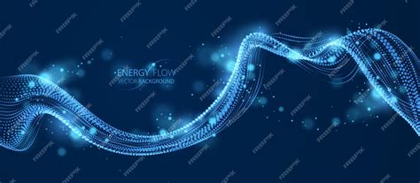 Premium Vector Vector Abstract Background With Wave Of Flowing Particles Over Dark Smooth