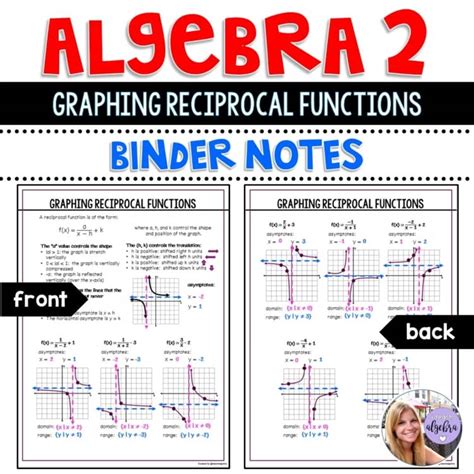 Algebra 2 Graphing Reciprocal Functions Binder Notes Worksheet