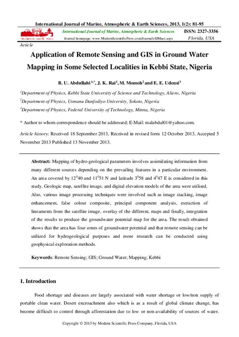 Pdf Application Of Remote Sensing And Gis In Ground Water Mapping In Some Selected Localities