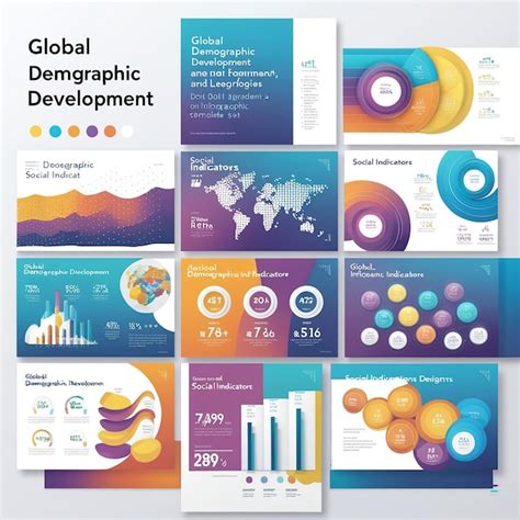 Dot Gradient Infographic Chart Design Template Set Global Demographic Development Social
