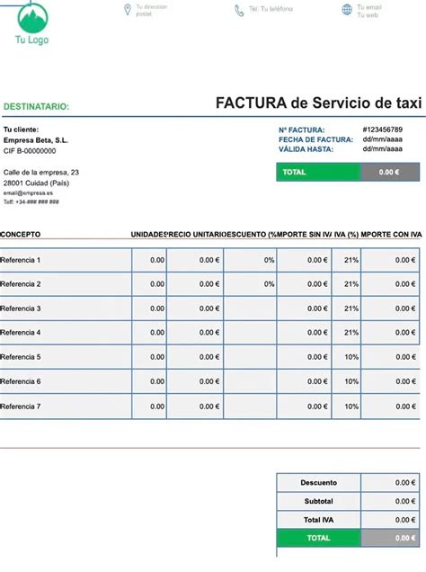 Top 5 Plantillas Gratis De Facturas De Taxistas En Excel