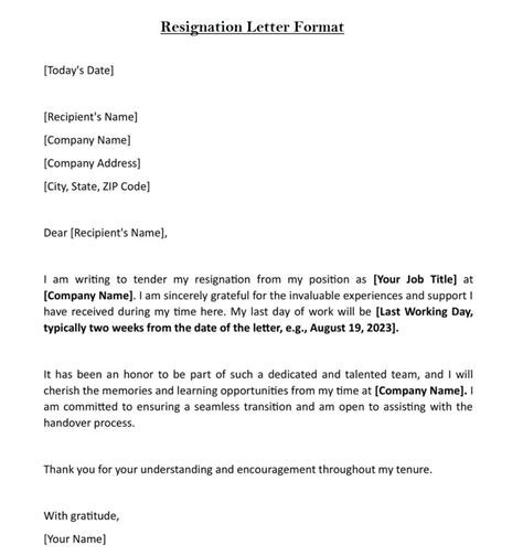 Simple Resignation Letter Format In Word Download