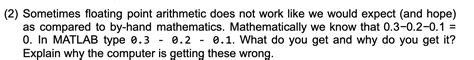 Solved Sometimes Floating Point Arithmetic Does Not Work Chegg