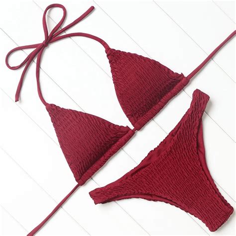 Omkagi High Quality Wine Red Bikinis 2018 Brazilian Bikini Set Swimwear