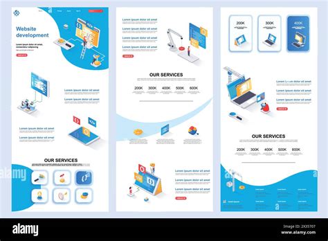 Website Development Isometric Landing Page Full Stack Engineering Construct Corporate Website