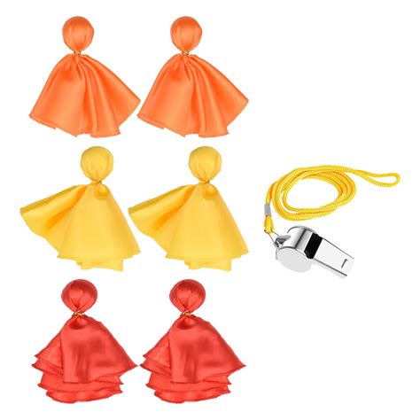 Xlwllnj 6 Pcs Soccer Penalty Flag Referee Props Flags Portable Throwing 3 Colors And Whistle