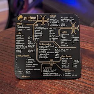 Python Cheat Sheet Coaster Premium Circuit Board Coaster For Geeks