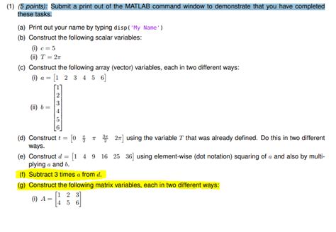 Solved 1 5 Points Submit A Print Out Of The Matlab