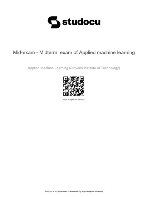 mid exam midterm exam of applied machine learning pdf machine