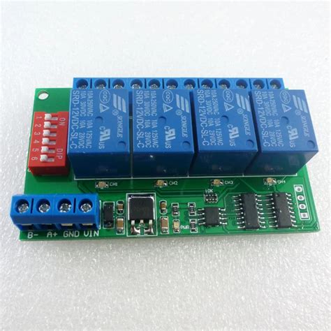 4ch 12v modbus rtu pc uart rs485 relay board for plc lamp led ptz