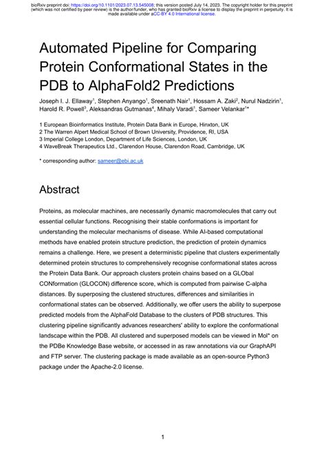 Pdf Automated Pipeline For Comparing Protein Conformational States In The Pdb To Alphafold2