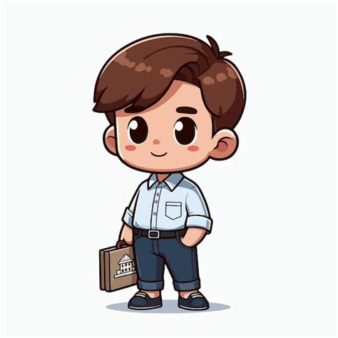 귀여운 소년 만화 프리미엄 벡터