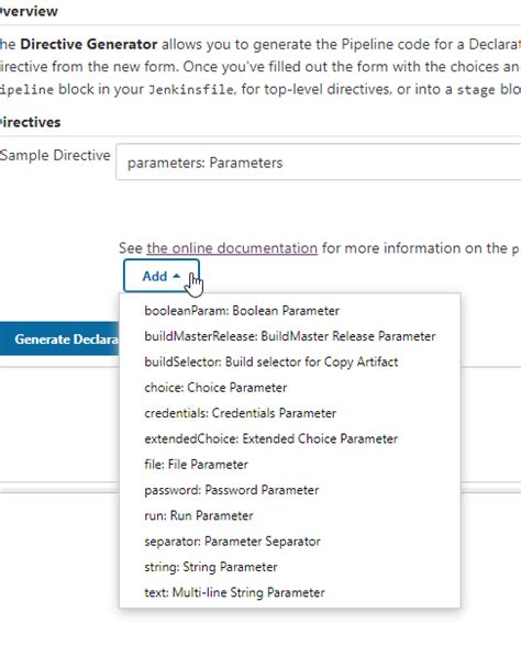 jenkins declarative pipeline string parameter with recommendations
