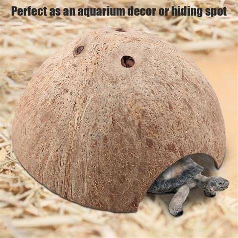 Reptile Hiding Cave Natural Coconut Shell Turtle Aquarium Hide House