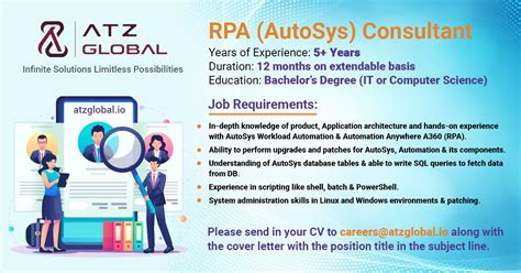 Atz Global It Services On Linkedin Urgently Hiring Rpa Autosys