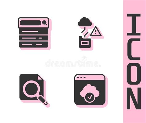 Set Cloud Technology Data Transfer Search Engine Concept With Folder And Icon Vector Stock