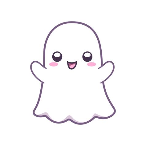 Kawaii Cute Ghost Clipart Doodle Element Happy Halloween Ghost Cartoon