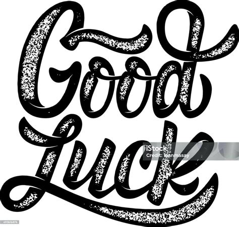 행운을 빌어 핸드 그린 레터링 문구 흰색 배경에 고립입니다 디자인 요소 포스터 엽서 벡터 일러스트 레이 션 행운에 대한 스톡 벡터 아트 및 기타 이미지 Istock