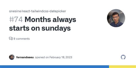 Months Always Starts On Sundays · Issue 74 · Onesinereact Tailwindcss Datepicker · Github