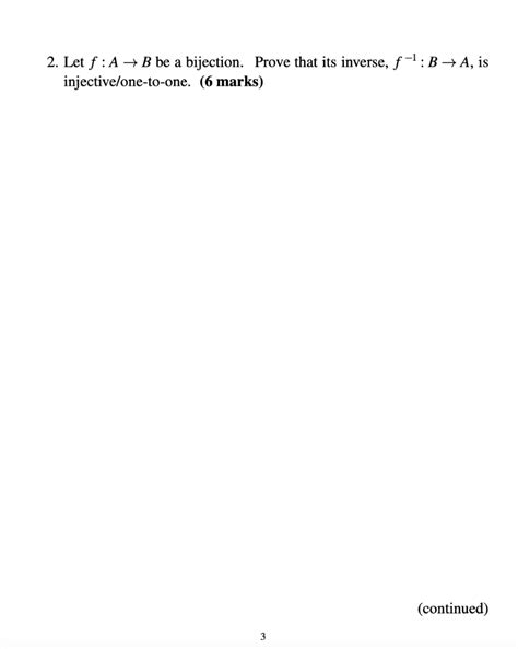 Solved 2 Let Fa→b Be A Bijection Prove That Its Inverse