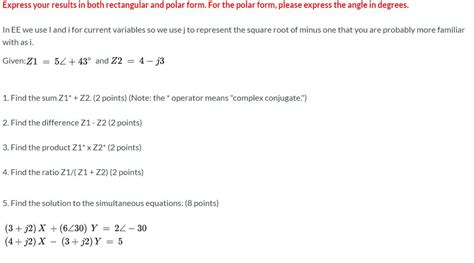 solved express your results in both rectangular and polar
