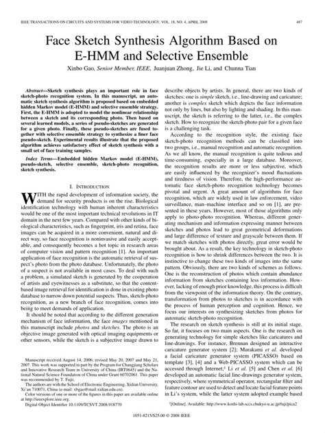 pdf face sketch synthesis algorithm based on e hmm and selective ensemble dokumen tips