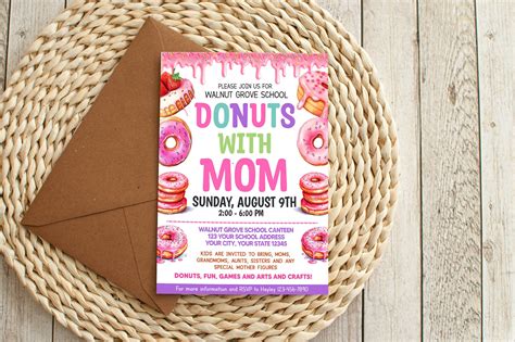 Diy Donut With Mom Flyer Template Fundraising Event Flyer Invitation Posh Park