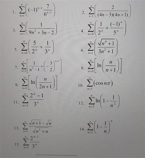 solved 1 ∑n 1∞ −1 n−16n−17 2 ∑n 1∞ 4n−3 4n 1 2 3