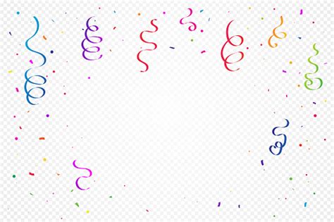 화려한 색종이 조각과 깃발 리본이 투명한 배경에 떨어지고 있습니다 축하 생일 축하합니다 배경 화면 벡터 일러스트 레이 션 여러 가지 빛깔 공휴일에 대한 스톡 벡터 아트 및