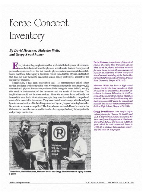 Force Concept Inventory The Physics Teacher Aip Publishing