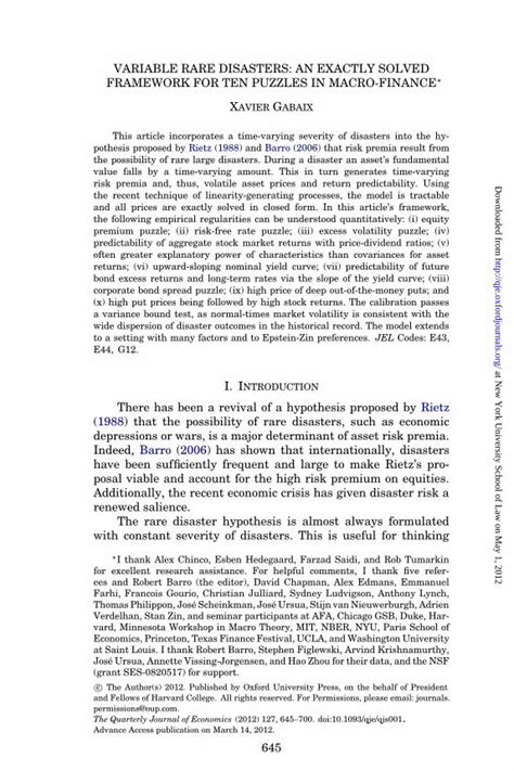 pdf variable rare disasters an exactly solved framework dokumen tips