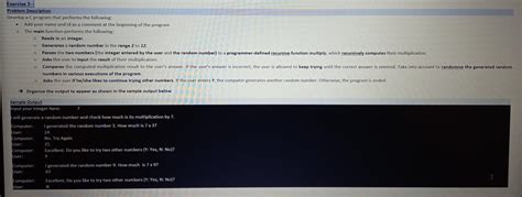Solved O O Exercise 3 Problem Description Develop A C