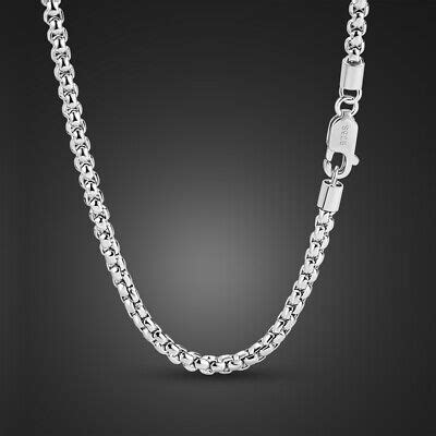 Solid 925 Sterling Silver 3mm Round Box Chain Necklace 18 28 For