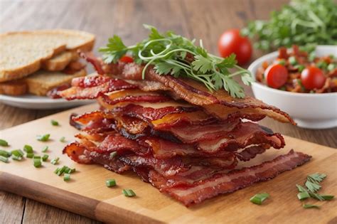 Premium Ai Image Crispy Vegetarian Bacon For Breckfast