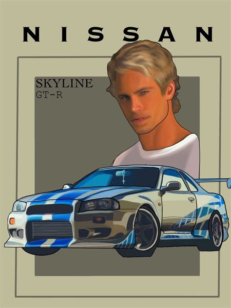 Paul Walker Poster Fast And Furious Car Drawings Paul Walker