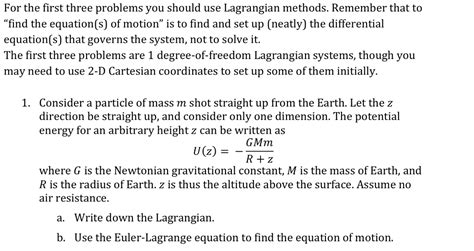 Solved I Need Someone To Answer These Classical Mechanics Chegg Com