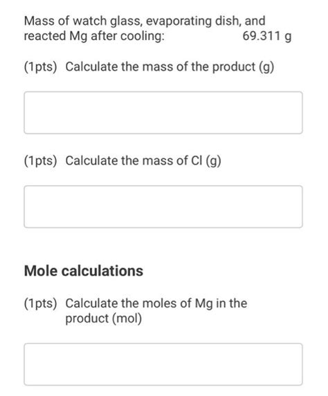 Solved 14pts Calculations Complete The Following