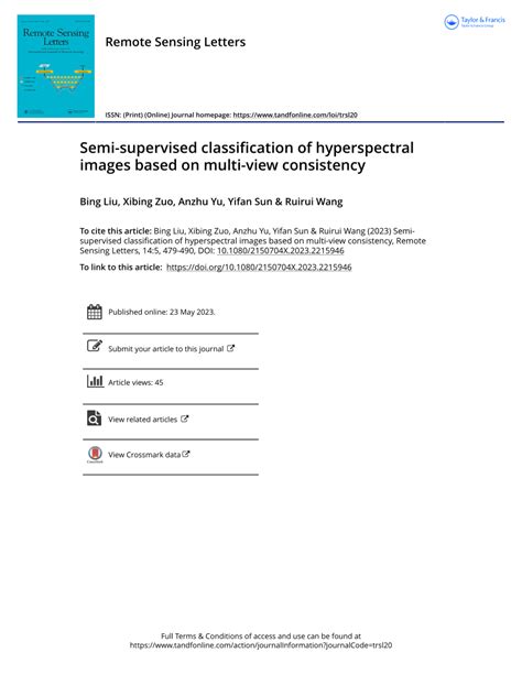 PDF Semi Supervised Classification Of Hyperspectral Images Based On Multi View Consistency
