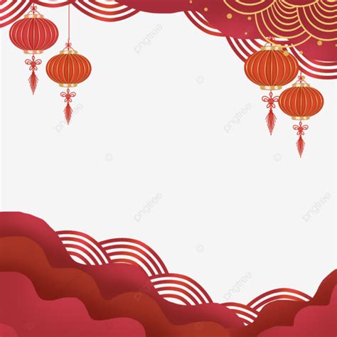 Spring Festival Chinese New Year Red Lantern Xiangyun Decoration Border