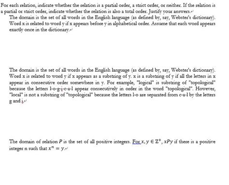solved for each relation indicate whether the relation is a