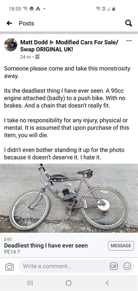 Someone Has Put A 90cc Engine On A Bicycle Scrolller