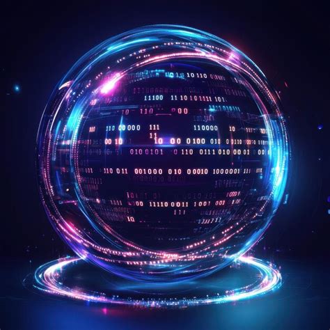 Abstract Digital Sphere With Binary Code And Glowing Lines Futuristic Technology Background