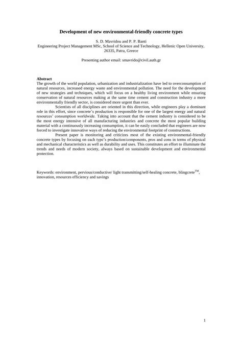 Pdf Development Of New Environmental Friendly Concrete Types