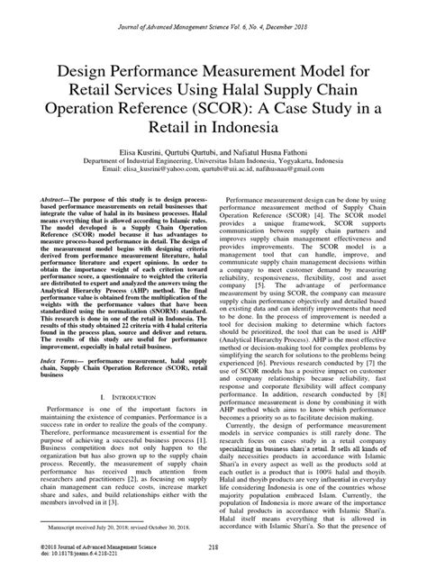 Design Performance Measurement Model For Retail Services Using Halal Supply Chain Operation
