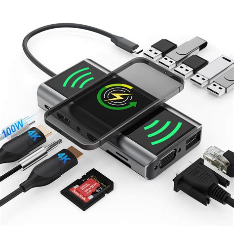 Kixuny USB C Docking Station Dual Monitor 14 In 1 Triple Display Laptop Docking Station With