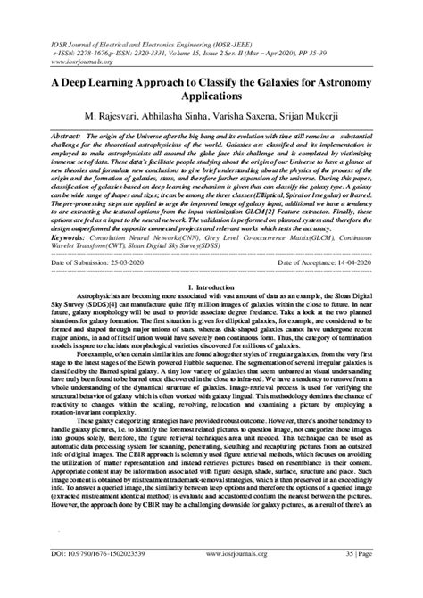 Pdf A Deep Learning Approach To Classify The Galaxies For Astronomy Applications