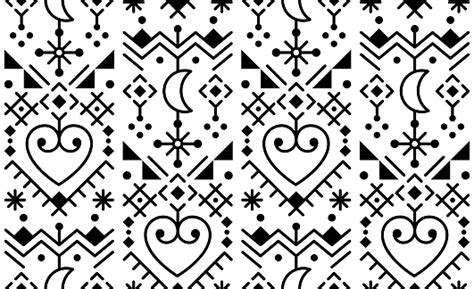 라인 아트 솔름 벡터 패턴 현대 기하학적 부족 또는 달 마음과 추상적 인 모양 직물 또는 직물 인쇄 디자인 오래된 북유럽 바이킹 룬 아트에서 영감을 받은 신부족 디자인