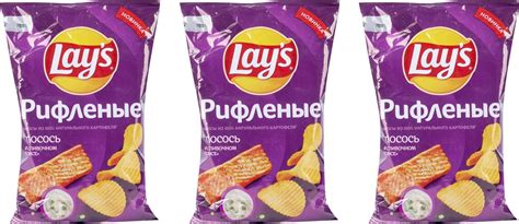 Чипсы Lay's Рифленые Лосось в сливочном соусе 150 г (комплект из 3 шт ...