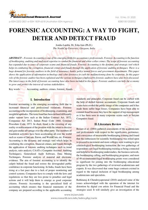Pdf Forensic Accounting A Way To Fight Deter And Detect Fraud