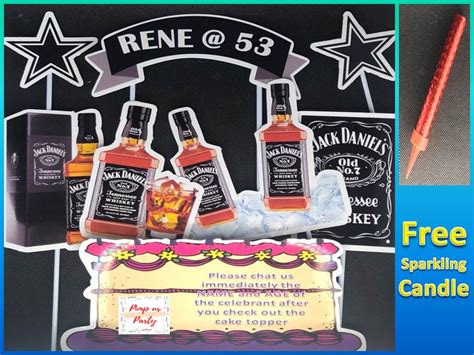 Jack Daniels Cake Topper With Personalized Name And Age Of Celebrant